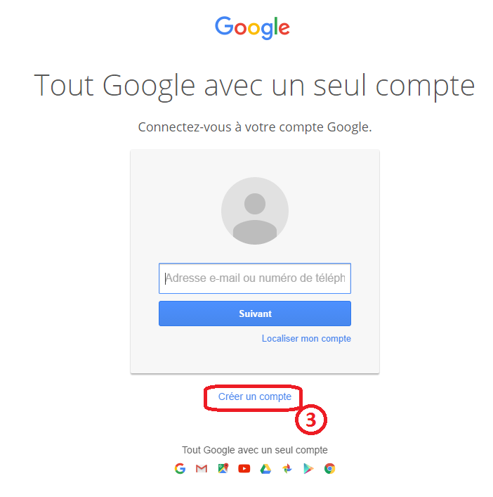 Création d'un compte Google